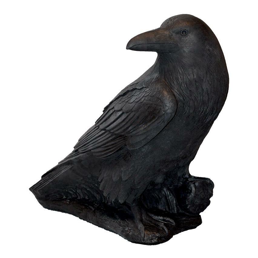 Cast Stone Cement Large Raven Crow Bird Concrete Outdoor Garden Statue ...