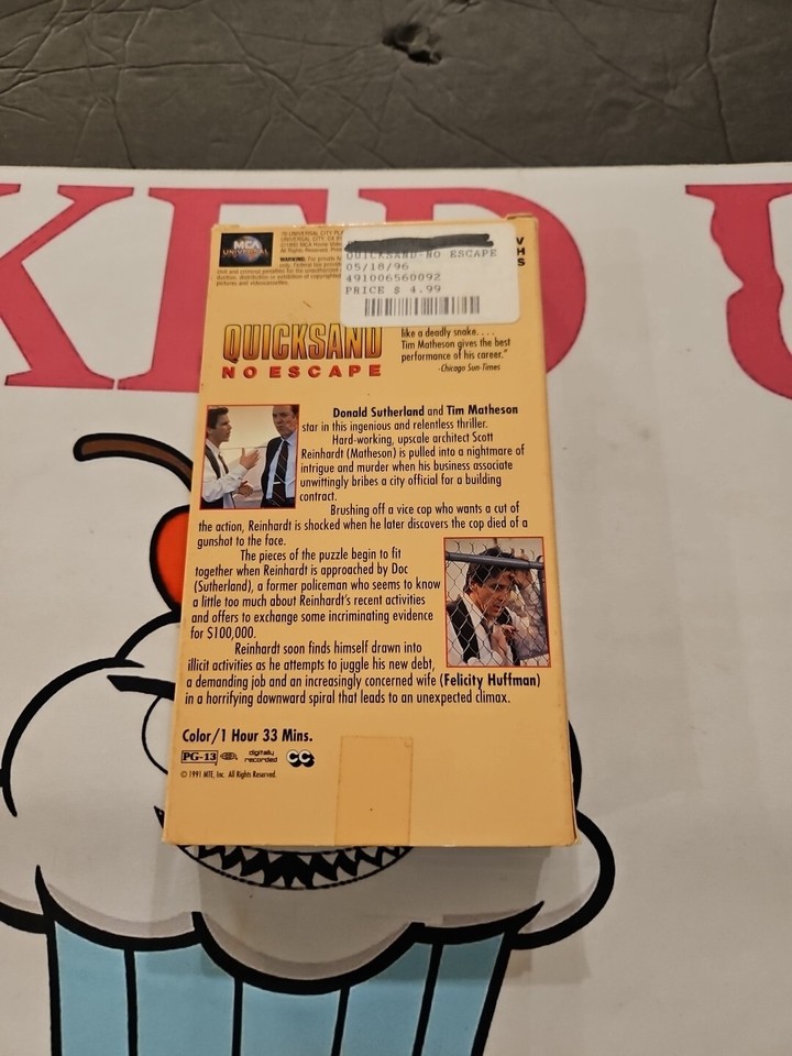 Quicksand: No Escape - DONALD SUTHERLAND (VHS, 1993) 96898127530| eBay