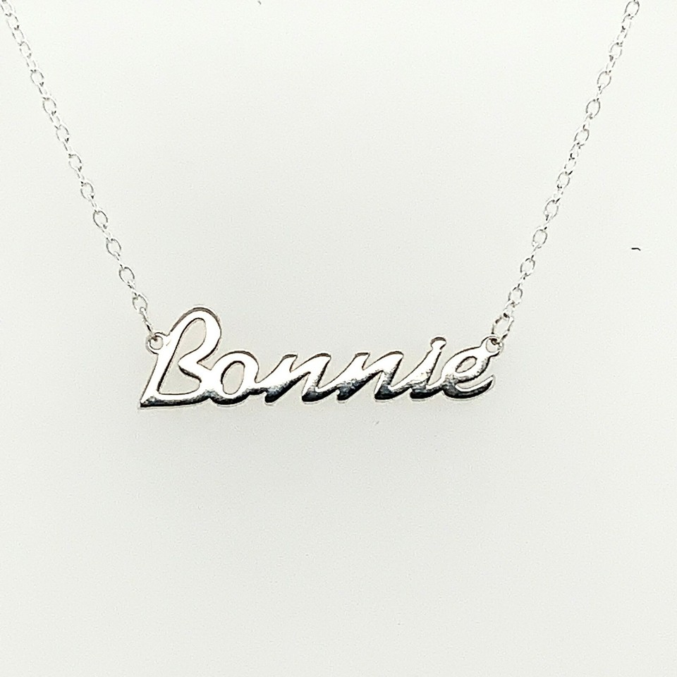 Bonnie Name Plate Necklace Pendent Sterling Silver female Personalized ...