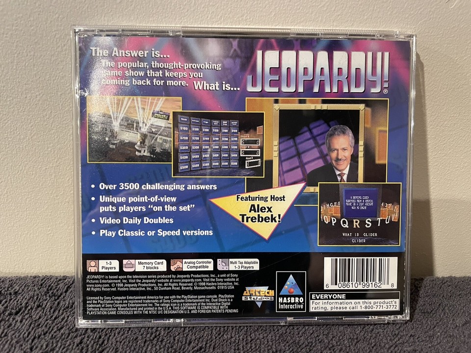 Jeopardy (Sony PlayStation 1, 1998) Case, Manual and Disc Tested and ...