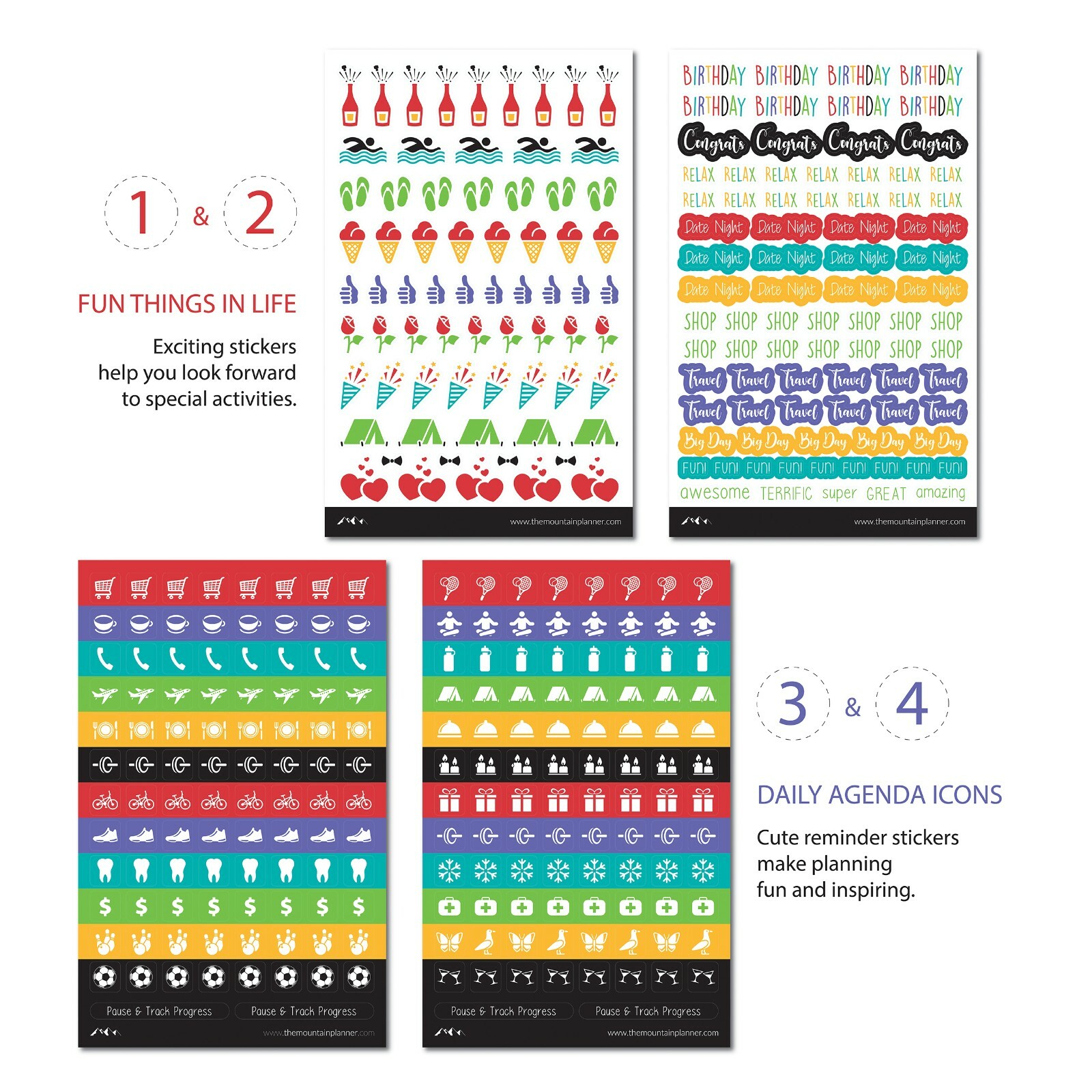 Mountain Planner Stickers. Cute Calendar Tabs for Productivity & Goals ...
