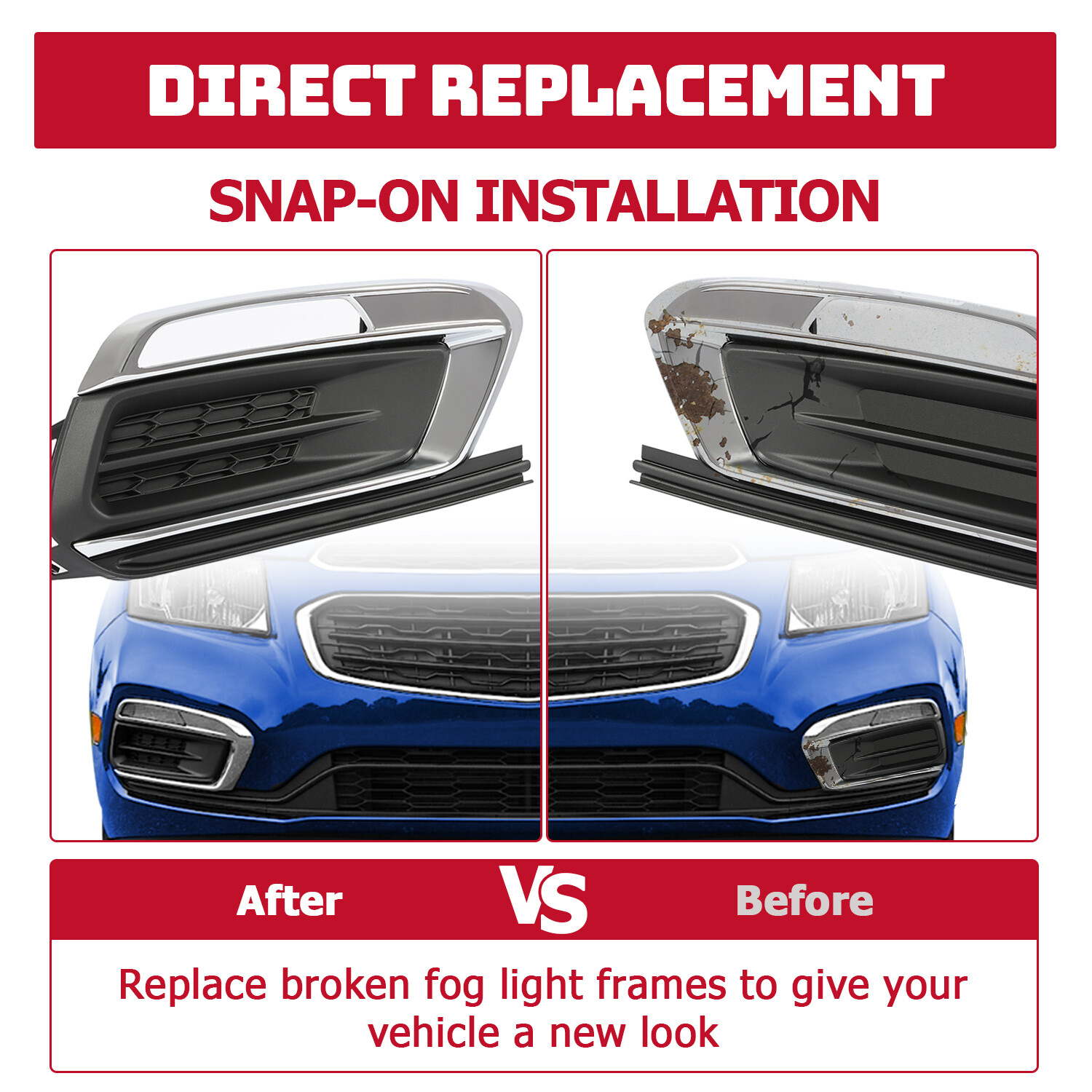 HECASA For Chevrolet Chevy Cruze 2015 2016 Fog Light Cover/Bezel Pair ...