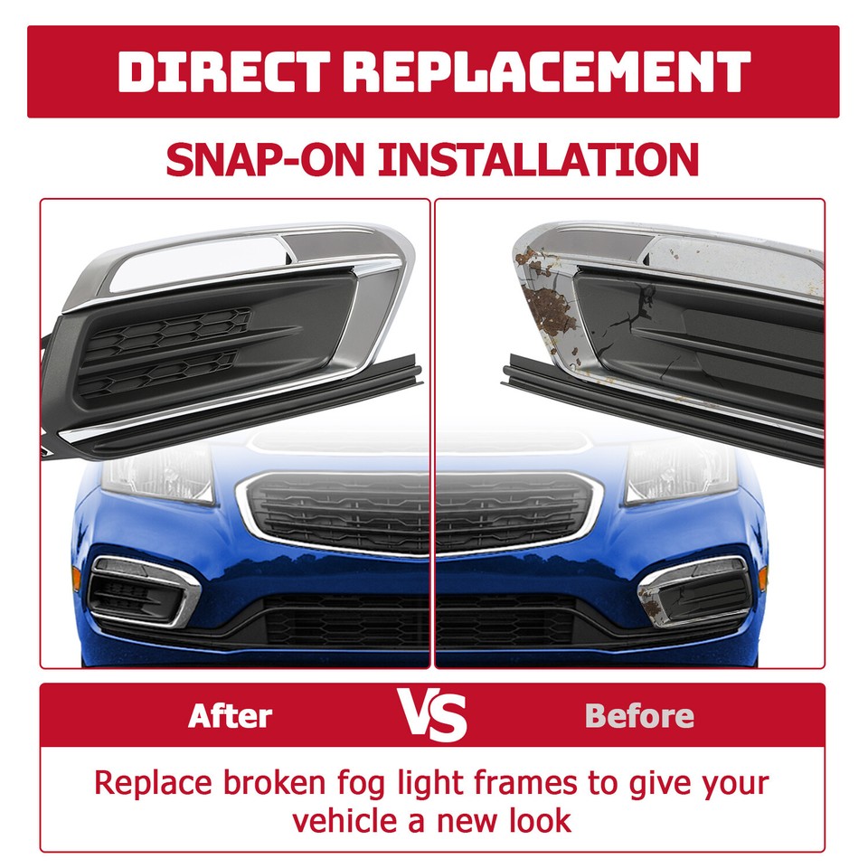 HECASA For Chevrolet Chevy Cruze 2015 2016 Fog Light Cover/Bezel Pair ...