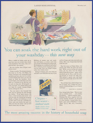 Vintage 1928 CHIPSO Quick Suds Laundry Dish Soap Detergent 20's Print ...