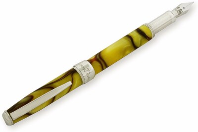 Gecko Yellow Fountain Pen 925 Silver & Stunning Hard Resin EF Nib ...