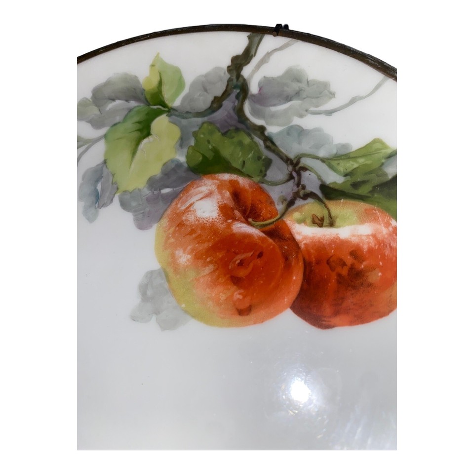 T. Luc Early Limoges Hand Painted Apples Signed Plate Wall Hanger ...