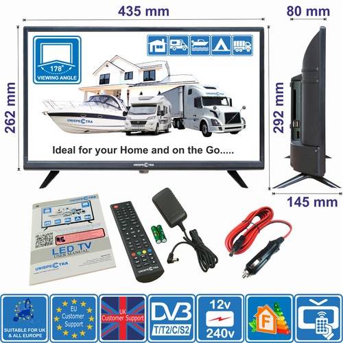 19" HD TV 12V / 240V MOTORHOME CARAVAN BOAT TRUCK VAN Freeview HD USB ...