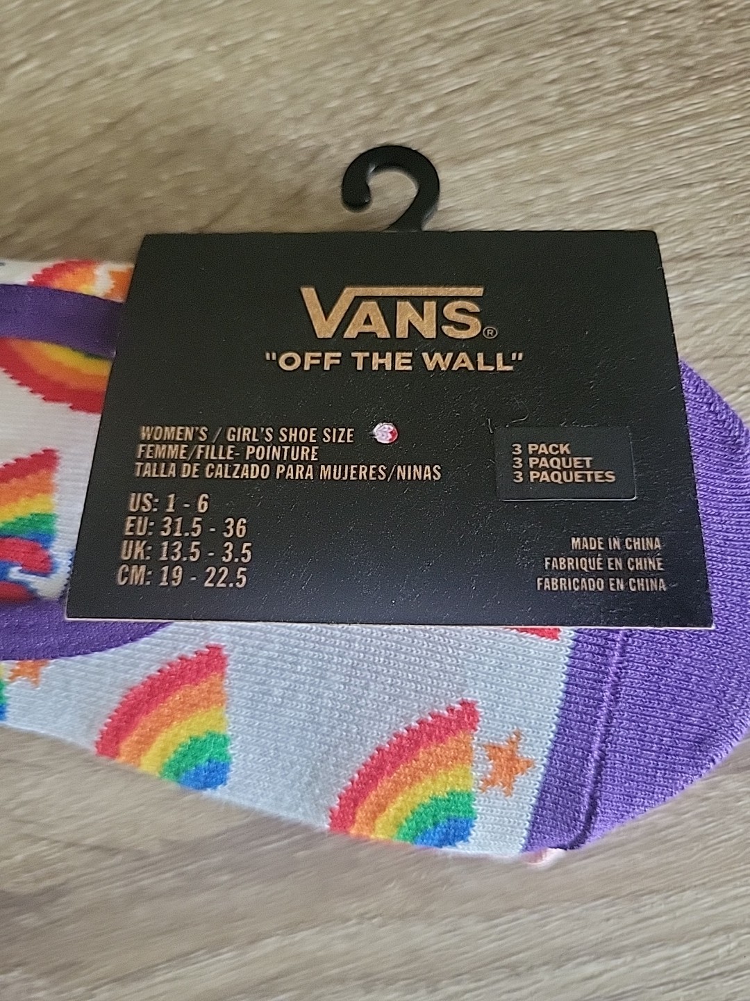 Vans Rainbow Party CANOODLES Off The Wall No Show Crew Socks 3 Pack ...