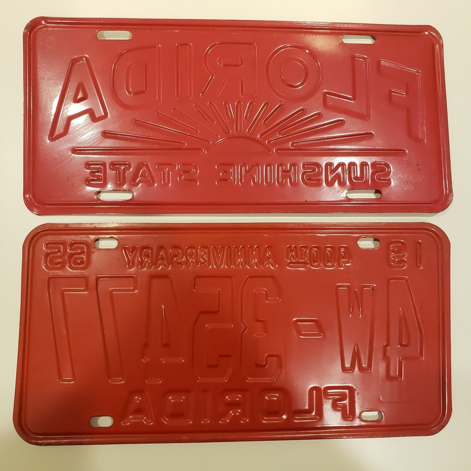 1965 400th Anniversary Florida License Plate #4W-35477 With Booster ...