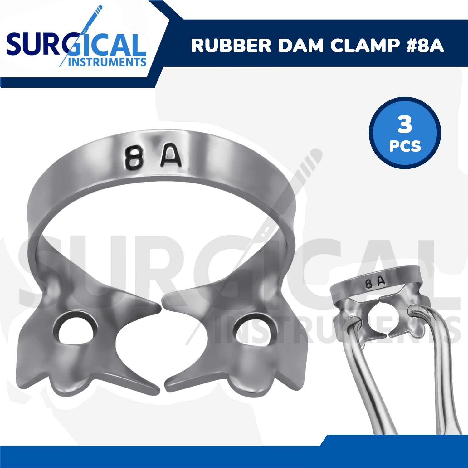3 Pcs Endodontic Rubber Dam Clamps #8A Stainless Steel Dental German ...