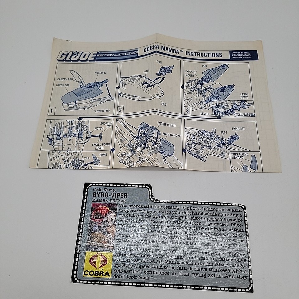 Gi Joe Cobra Mamba Helicopter Vehicle Gyro-Viper Action Figure ...