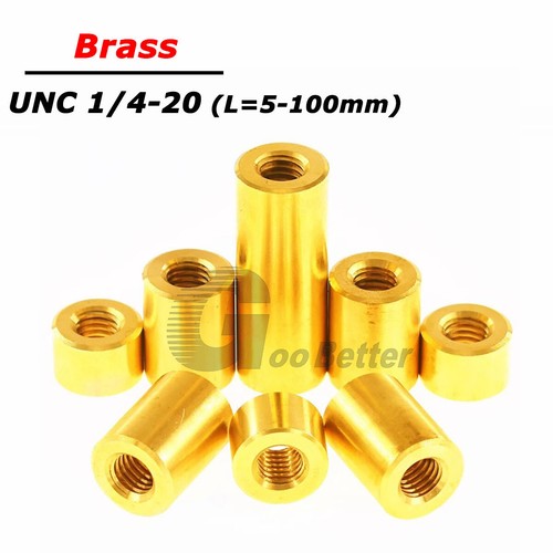 UNC 1/4-20 Brass Threaded Sleeve Rod Stud Round Connector Long Nuts 5 ...