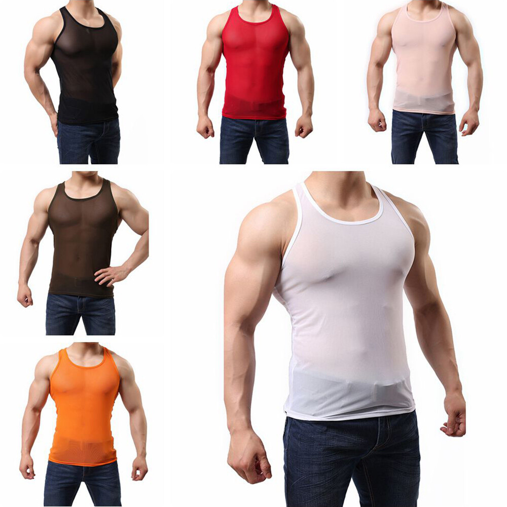 Mens See Through Tank Tops Buy INCERUN Men's Sleeveless Hollow Vest