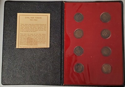 🐦💖🌟Extremely RARE 8 Civil War Tokens Collection IN Binder. Date 1861 to ...