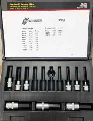 Bondhus 30299 Hex Prohold Socket Bit set 9 Piece SAE Hex Driver set | eBay