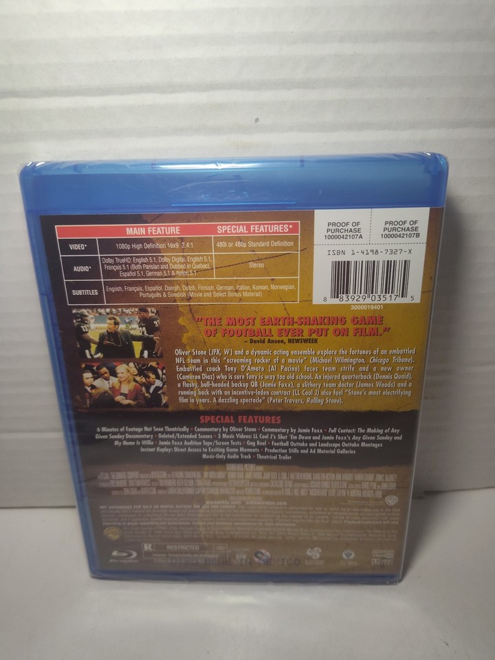 Any Given Sunday (Blu-ray Disc, 2009) Director's Cut AL PACINO JAMIE ...
