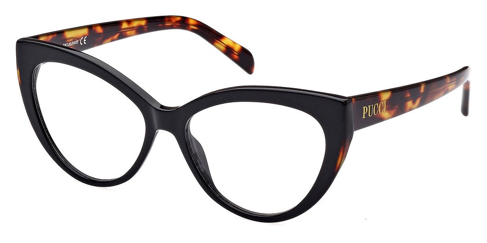 Emilio Pucci EP5215 Eyeglasses Women Shiny Black Cat Eye 54mm New 100% ...
