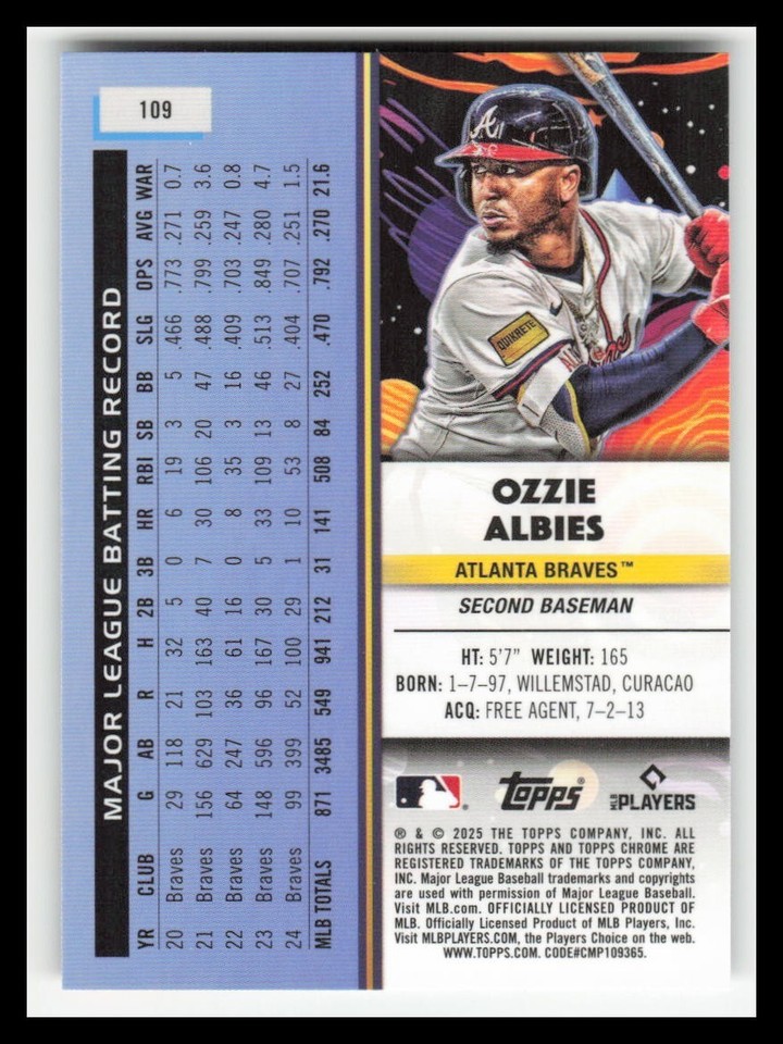 2025 Topps Cosmic Chrome Nucleus Refractors #109 Ozzie Albies | eBay