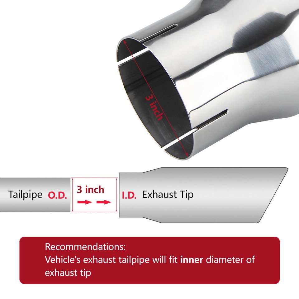 3" Inlet Clamp On Diesel Exhaust Tip 4" Outlet 12" Long Polished ...