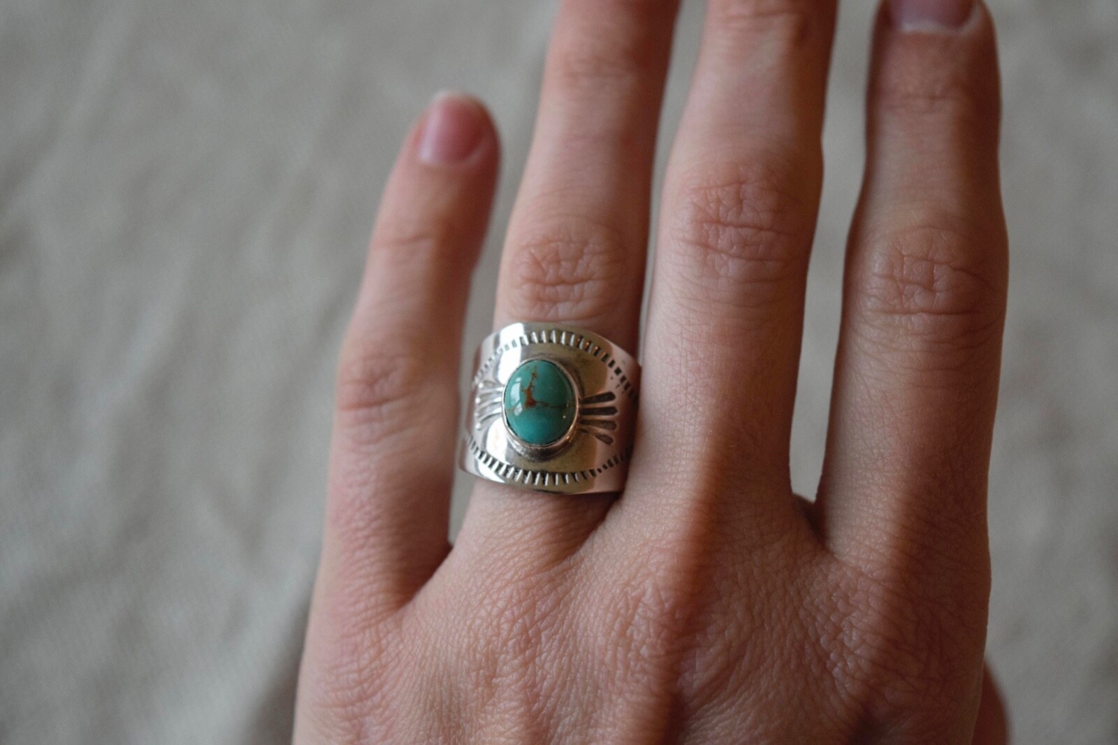 Vintage Size 5 Turquoise Ring Dean Sandoval Jr Navajo Sterling Silver ...