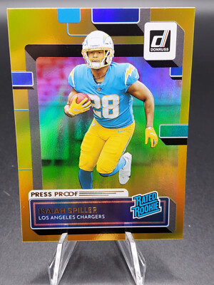 Isaiah Spiller Chargers 2022 Donruss Gold Holo Press Proof Premium ...