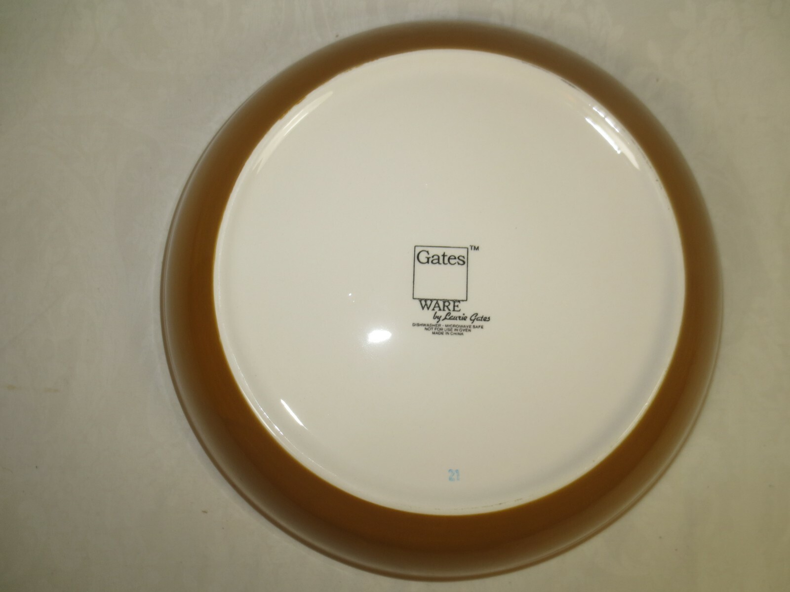 Ceramic Gates Ware Pasta or Salad Bowl ~ brown coupe olive & leaf decor ...