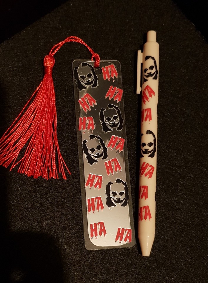 The Joker Movie theme Bookmark And Pen - Creepy Mirrored Joker Bookmark ...