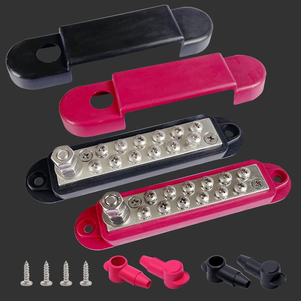 12 Terminal Brass Bus Bar with Cover 5.3 in Power Ground Distribution ...