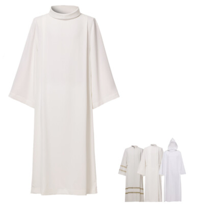 Christian Catholic Priest Pleated Alb Clergy Ivory White Robe Pastor ...