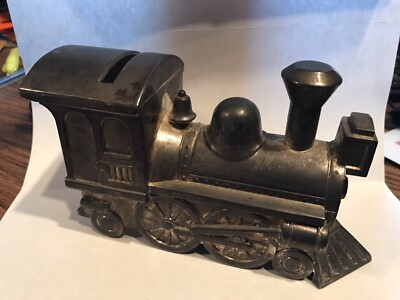 Vintage - Silver Plated Train Locomotive Metal Coin Piggy Bank | eBay