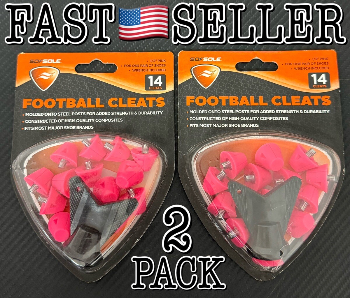 2-Pack Sofsole 1/2 Inch Football Replacement Cleats 1/2” Pink - 28 ...