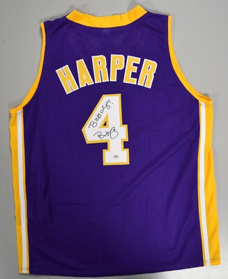 Ron Harper Signed "B2B Champs!" Custom Los Angeles Lakers Purple Jersey ...
