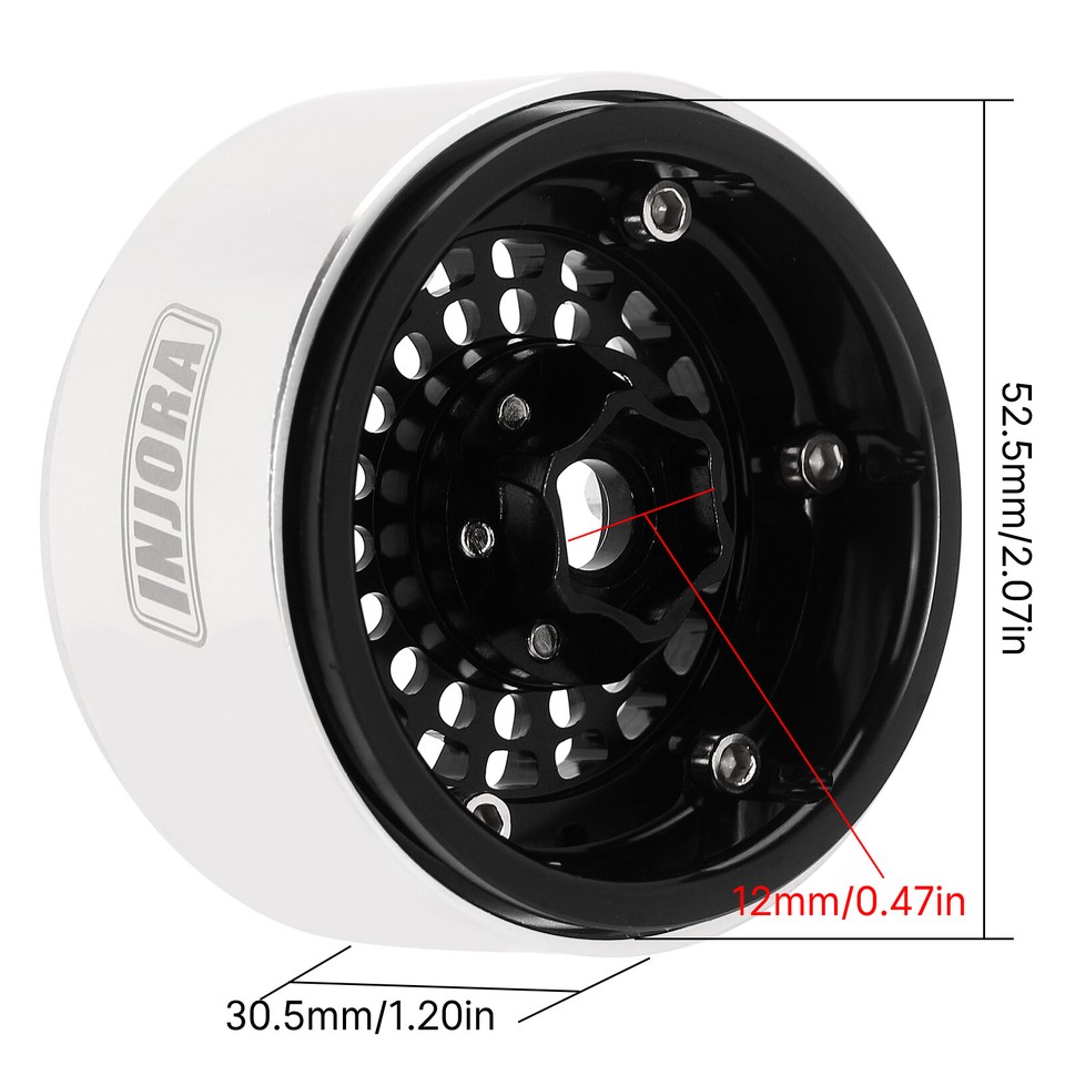 INJORA -10mm Offset Aluminum 1.9 Beadlock Wheels for SCX10 Pro TRX4 VS4 ...
