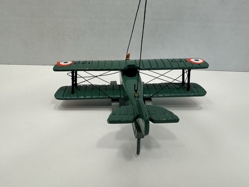 VTG Small Green Painted Wooden Biplane Airplane Model 6” X 5” MS 454 ...