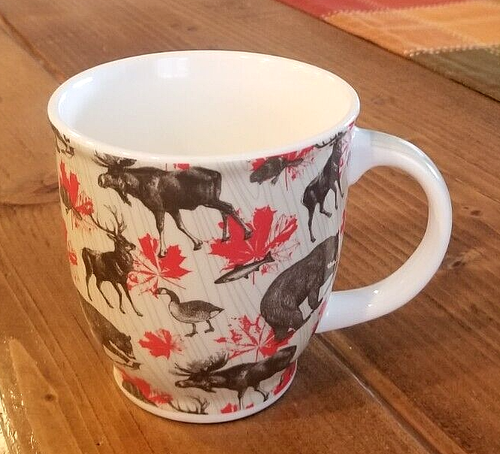 Canada Wilderness Pine Ridge Art Mug Cup Bear Moose Fish Geese Maple ...