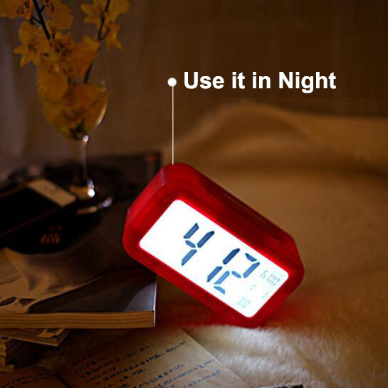 Battery Operated Desk LCD Display Digital Smart Alarm Clock Calendar ...