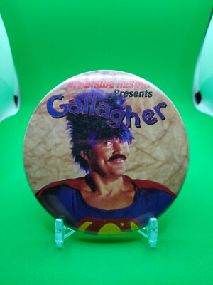 3" Vintage Gallagher Comedy Show Advertising Pin Badge Riverside Casino ...