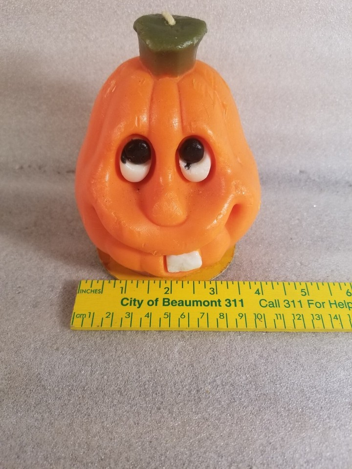 Vintage Suni Pumpkin Jack-O-Lantern Candle Halloween Decor Goofy Face ...