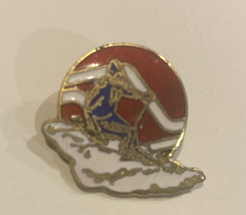 Vintage Red White And Blue Gold Skiing Pin 3/4” Ski Mountains | eBay