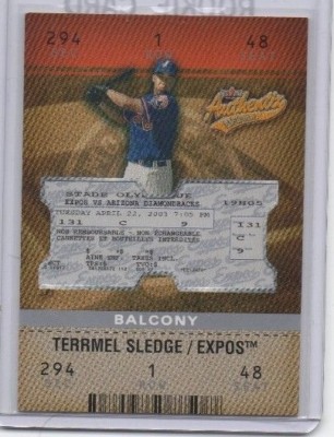 Terrmel Sledge Limited Card # 108 / 250 Montreal Expos 2003 Fleer ...
