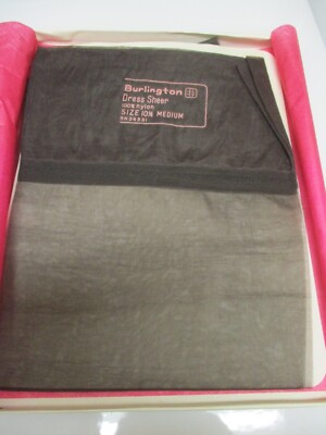 1 PR VINTAGE BURLINGTON RHT SHEER FLAT KNIT NYLON STOCKINGS SIZE 10 1/2 ...