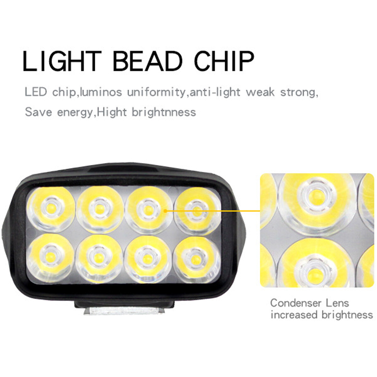 Motorcycle Driving Lights 12V 8 LEDs 1200lm Motorcycle Spotlight IP67 ...