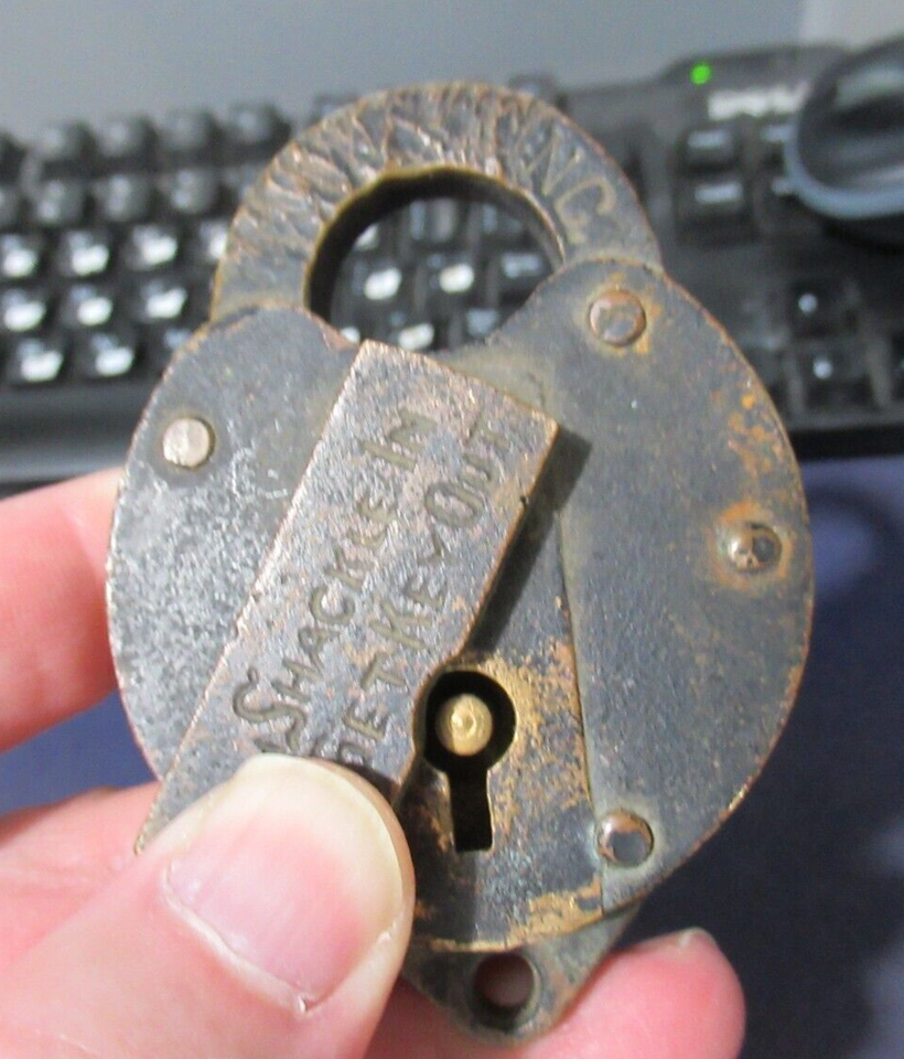 Antique Heavy Solid Metal Lock Locker, Railroad? Train? | eBay