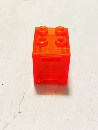 Lego - Trans Neon Orange Container Box 2x2x2 (4345) And Door With Slot ...