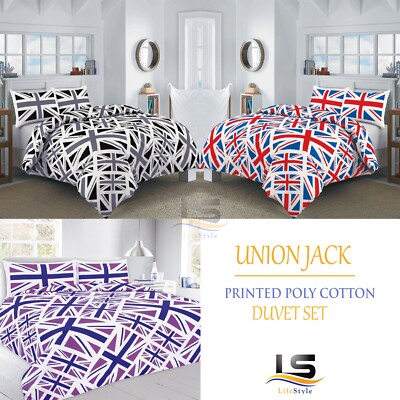 Union Jack Duvet Cover Flag Printed Quilt Cover Bedding Set Pillow Case ...