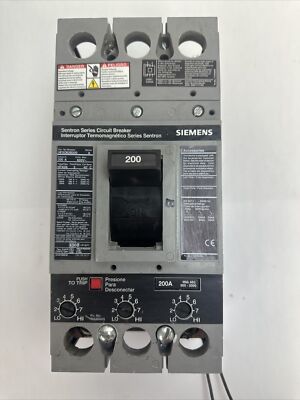 SIEMENS HFXD63B200 CIRCUIT BREAKER 3POLE 200AMP 600VAC DER A S01FD60 ...