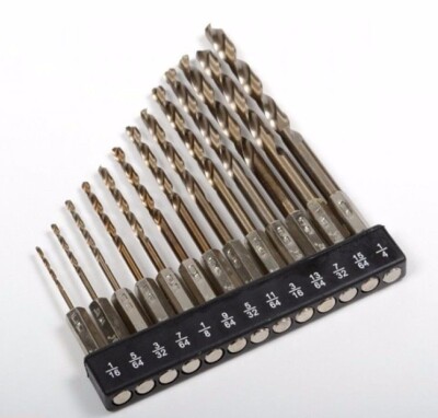 13pc Cobalt Quick Change Hex Shank Drill Bit Set HSS Power BITS Tool ...