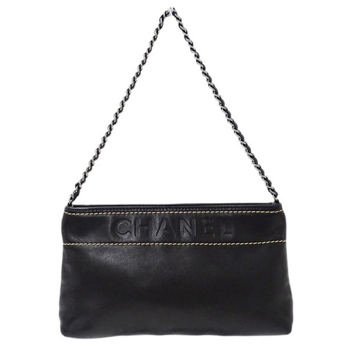 Chanel Chain Hand Mini Hand Pouch Black SHW #134 | eBay