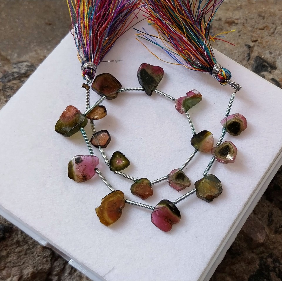 28 Carat Natural Watermelon Bi Color Tourmaline Slice Shape 8 inch ...
