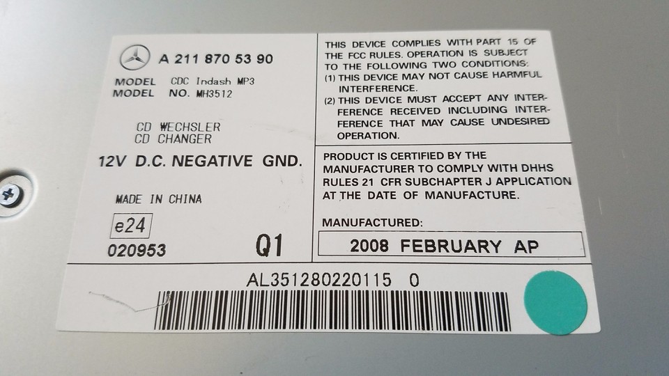 03-12 Mercedes W219 CLS550 R350 Radio 6 Disk CD Changer Player ...